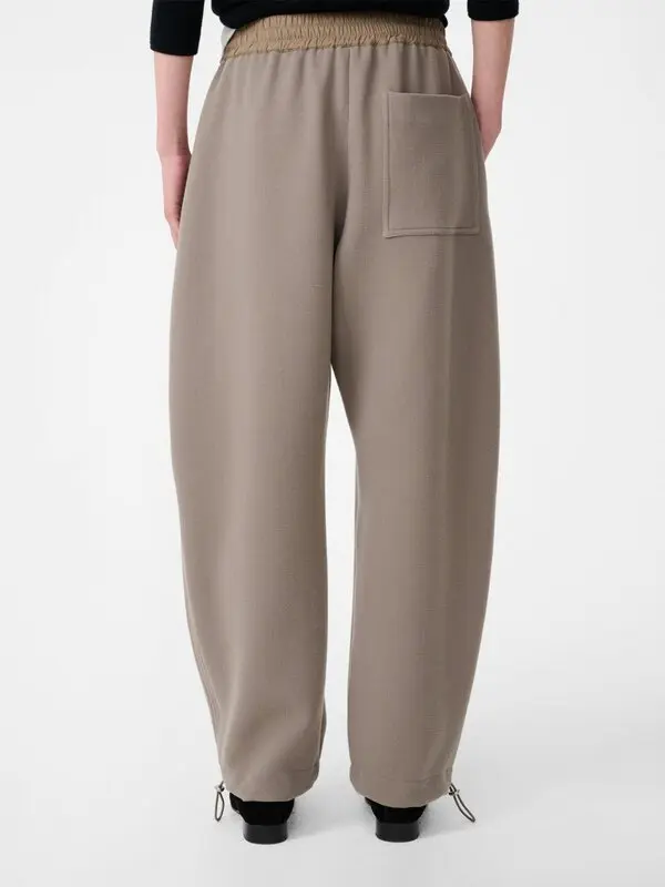 Studio Nicholson Prince Of Wales Wool Baggy Trousers With Drawstring - Beige