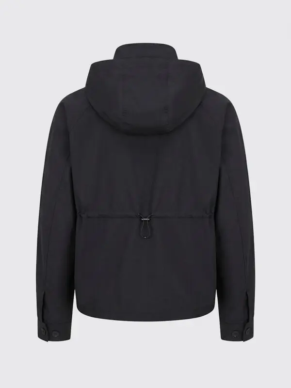 WOOYOUNGMI Hooded Windbreaker Jacket With A High Neck And Button Closure