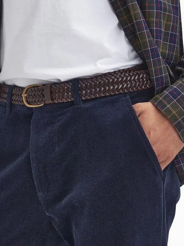 Barbour Slim Fit Corduroy Chino Trousers With Belt Loops
