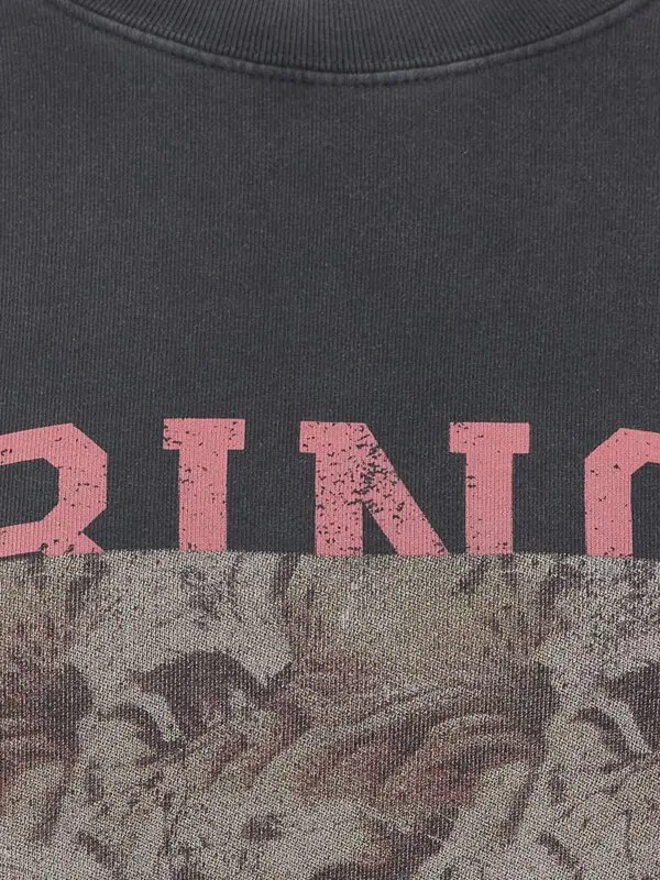 ANINE BING Graphic Print Cotton Crewneck Sweatshirt With Dropped Shoulders