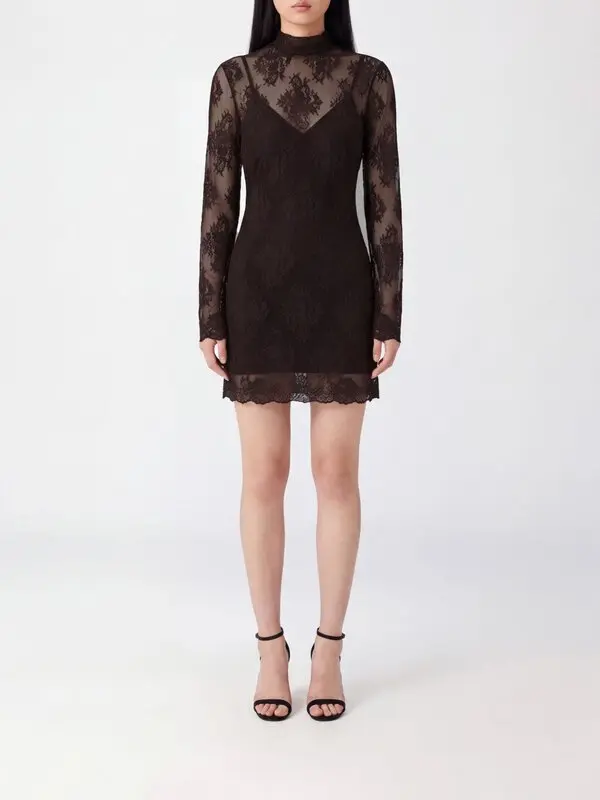 ANIYE BY Long-sleeved High-neck Lace Mini Dress With An Internal Slip