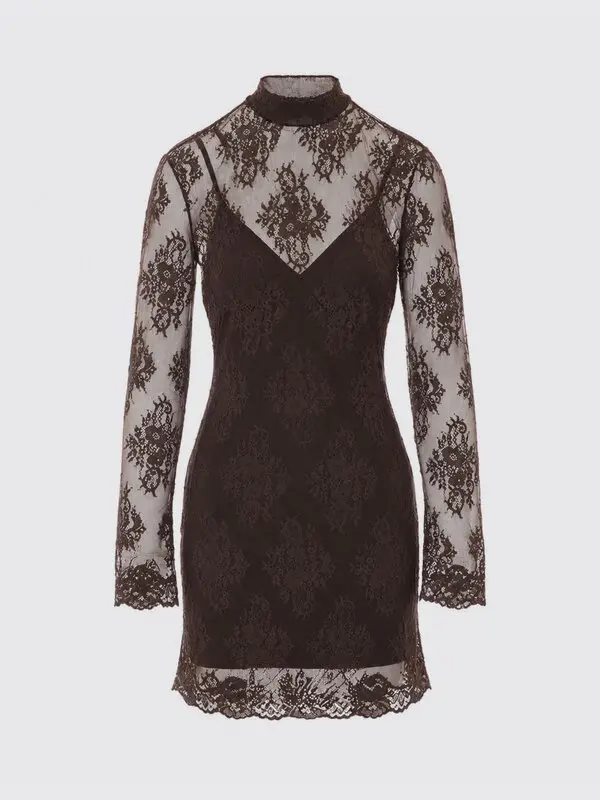 ANIYE BY Long-sleeved High-neck Lace Mini Dress With An Internal Slip
