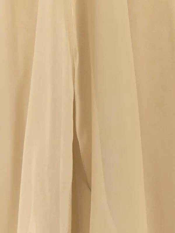 Alberta Ferretti Sleeveless Embroidered Silk Gown With Ruffle Details - Beige