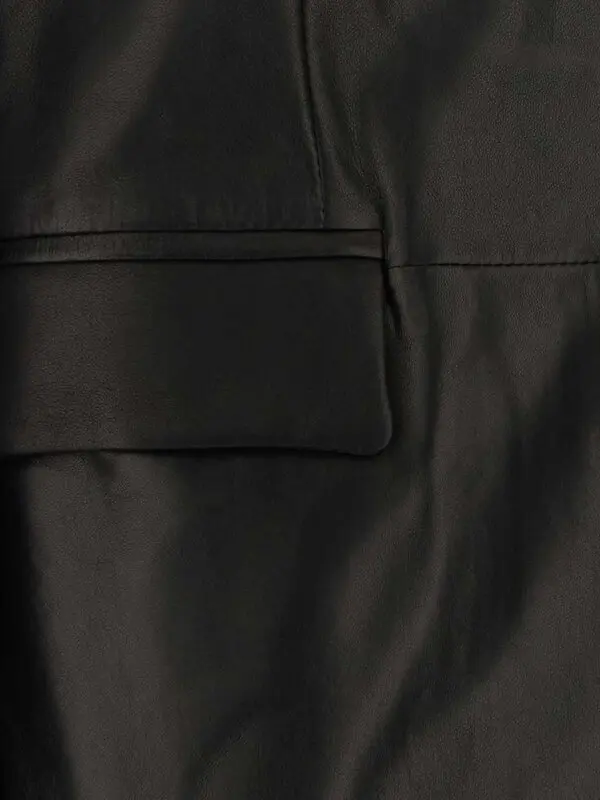 SALVATORE SANTORO Single-breasted Ovine Leather Blazer With Peak Lapels