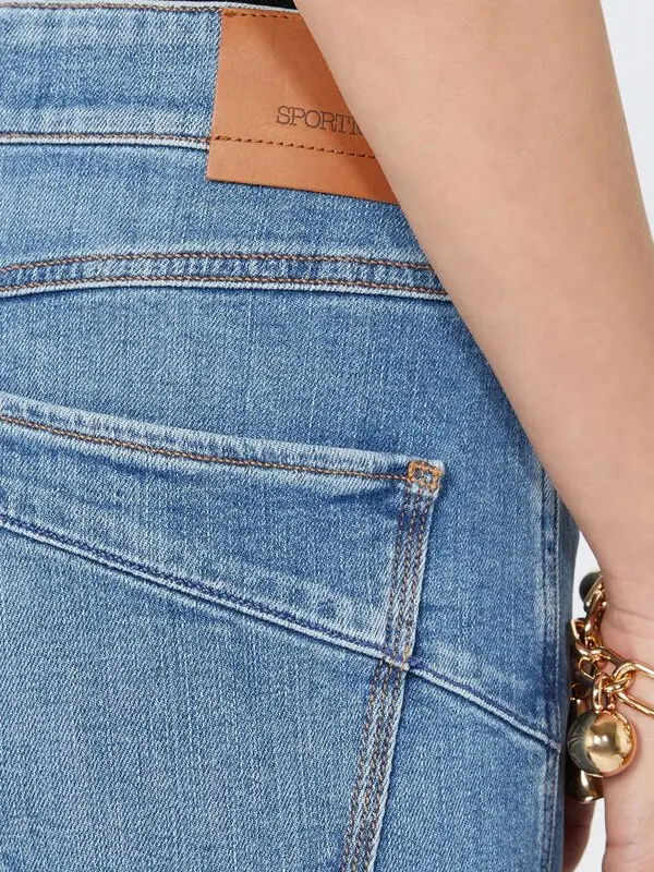 Sportmax Mid-rise Cropped Straight-leg Jeans In Cotton Denim With Turn-ups - Blue