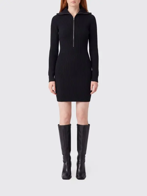 ANINE BING Ribbed Knit Wool-blend High-neck Mini Sheath Dress