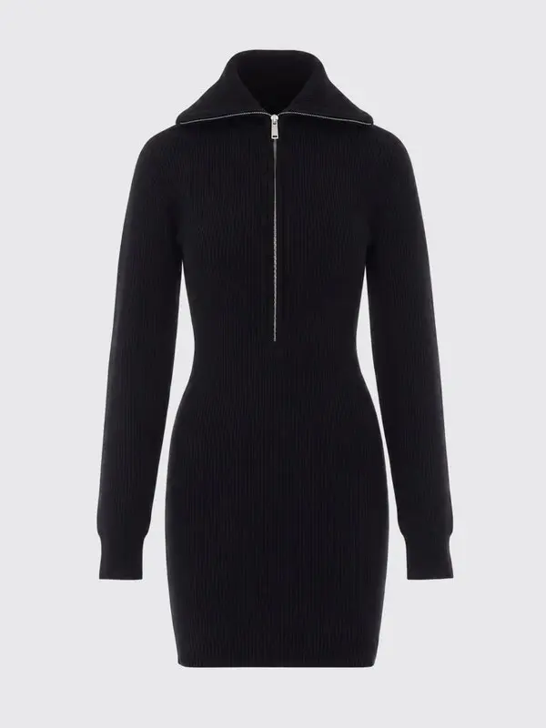 ANINE BING Ribbed Knit Wool-blend High-neck Mini Sheath Dress
