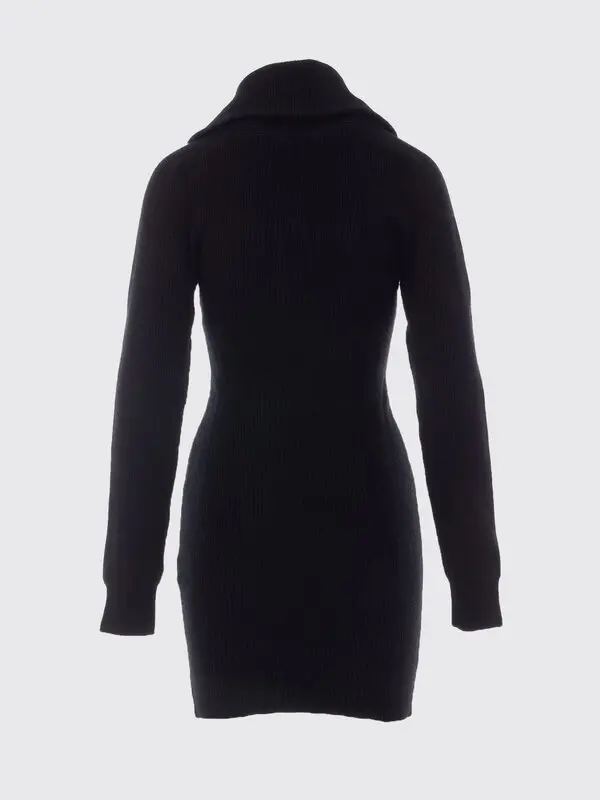 ANINE BING Ribbed Knit Wool-blend High-neck Mini Sheath Dress