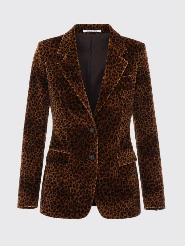 Tagliatore Slim Fit Animal-print Velvet Blazer With Peak Lapels