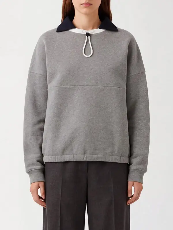 Loewe Crewneck Cotton Sweatshirt With Dropped Shoulders And Drawstring - Grey