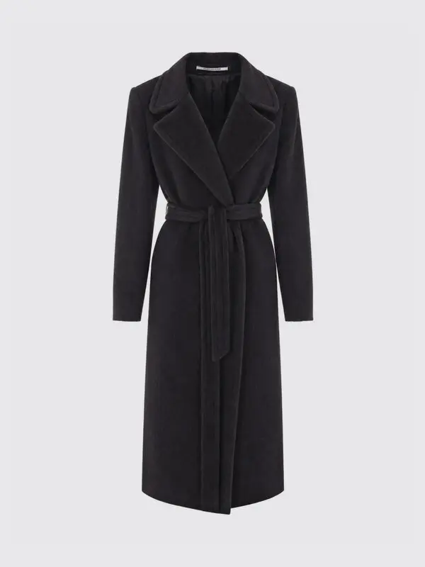 Tagliatore Long Belted Robe Coat In Alpaca And Virgin Wool