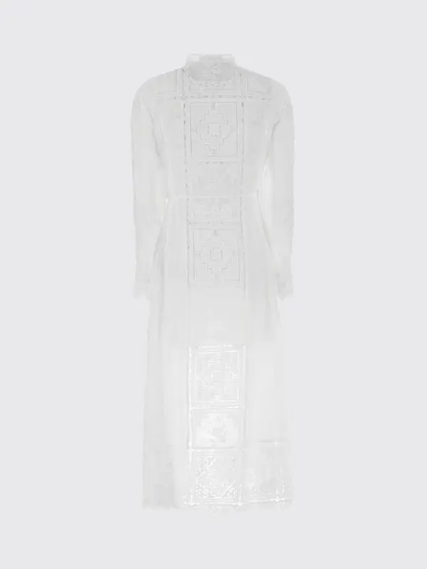 Zimmermann Aster Midi Caftan In Ramie With Mandarin Collar And Lace Inserts