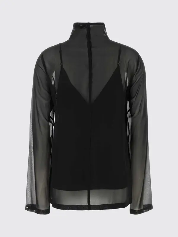 Sportmax Long-sleeved Sheer Silk Turtleneck Top