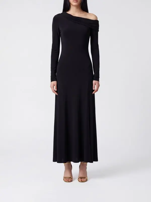 Alberta Ferretti One-shoulder Viscose Long Sheath Dress With An Asymmetric Neckline