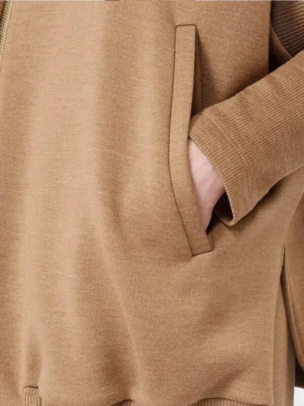 Max Mara Short-sleeved Wool Cape With Funnel Neck And Zip Closure