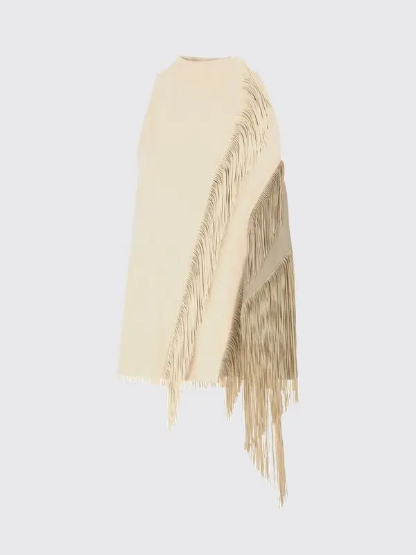 Sportmax Halterneck Cotton Top With Fringes And Asymmetrical Hem