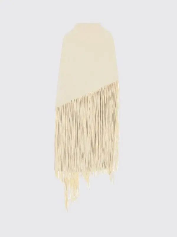 Sportmax Halterneck Cotton Top With Fringes And Asymmetrical Hem