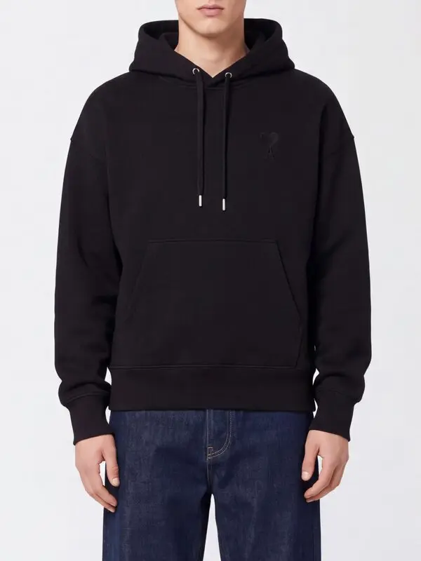AMI Paris Cotton Blend Hoodie With Kangaroo Pocket