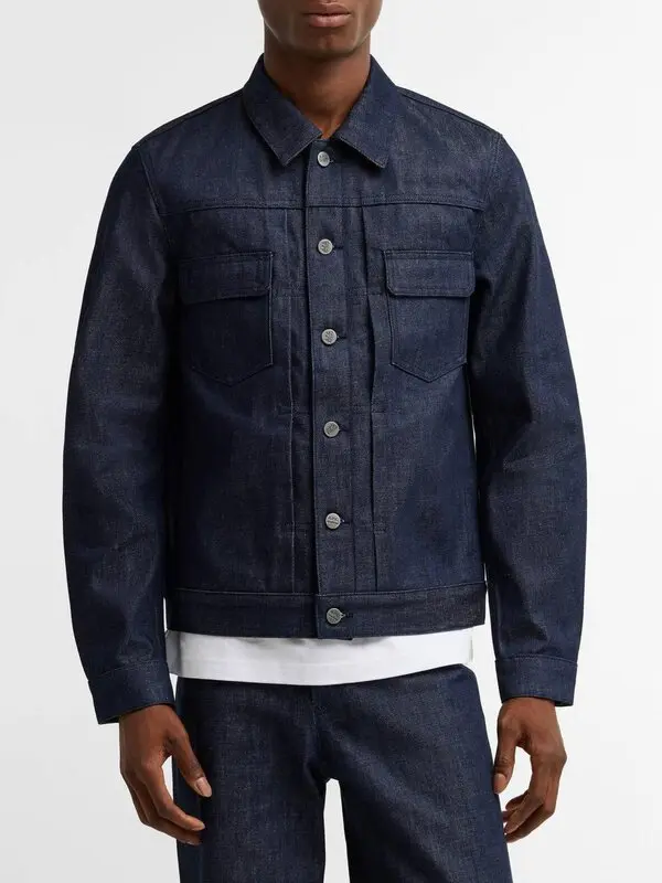 Barbour Cotton Denim Shirt Jacket With Classic Collar And Patch Pockets
