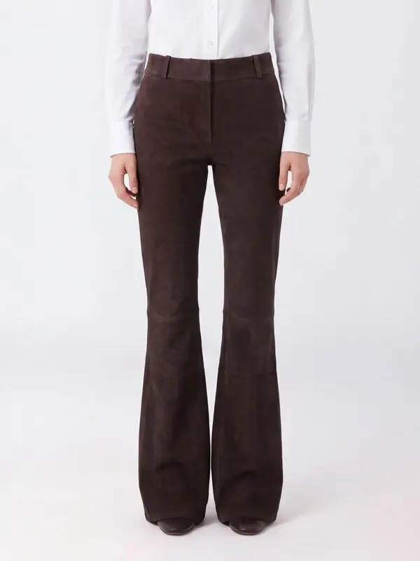 ARMA Mid-rise Flared Faux Suede Trousers - Brown