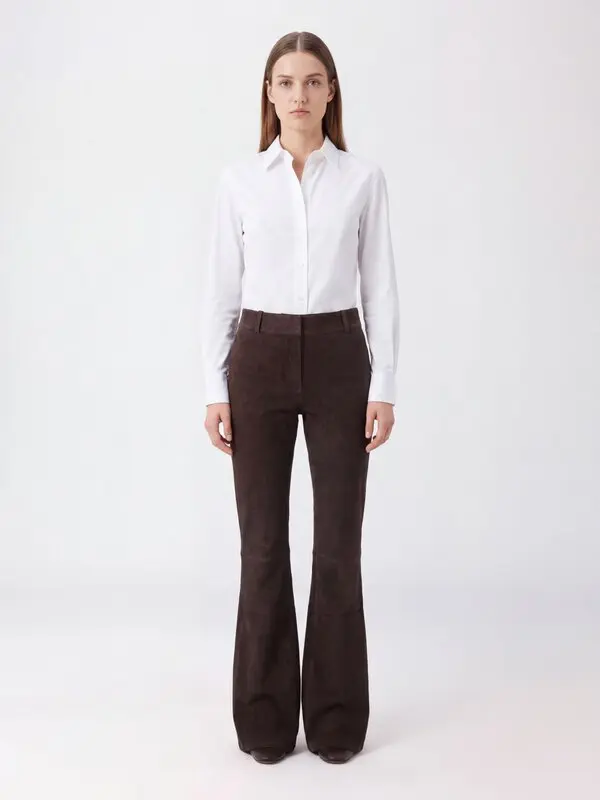 ARMA Mid-rise Flared Faux Suede Trousers - Brown
