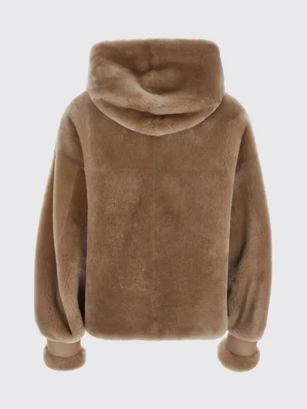 BLANCHA Short Hooded Shearling Jacket With Zip Closure