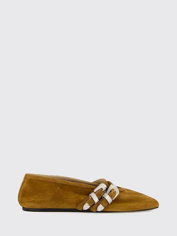 Le Monde Beryl Suede Mary Jane Flats With Double Strap - Brown