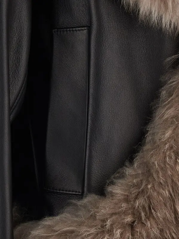 BLANCHA Leather Jacket With Fur Collar And Concealed Closure