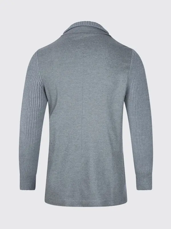 Eleventy Single-breasted Wool Blazer With Classic Lapels And Ribbed Details