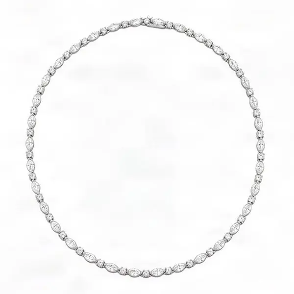 THE M JEWELERS The Marquise Round Stone Tennis Necklace - Silver