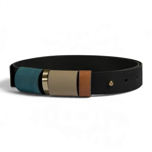 SVETLANA VUKOV Blue Color Block Belt - Black