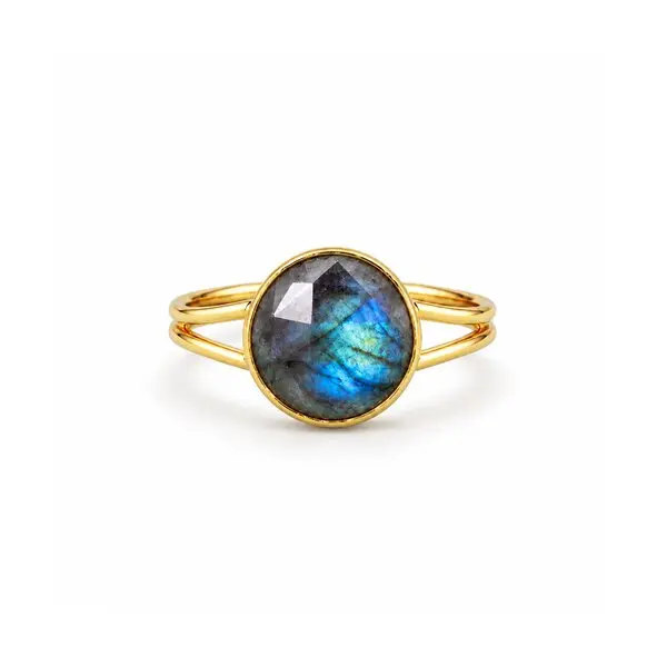 SAÉA Faceted Labradorite Gold Split Band Ring - Blue