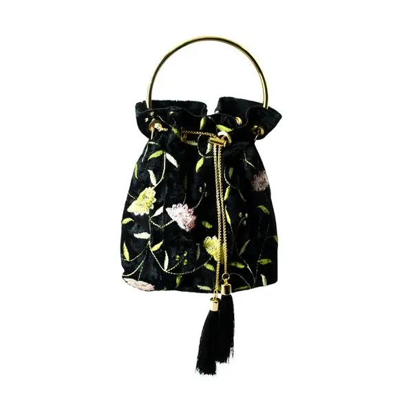 GISSA BICALHO Handmade Acrylic Bag Floral - Black