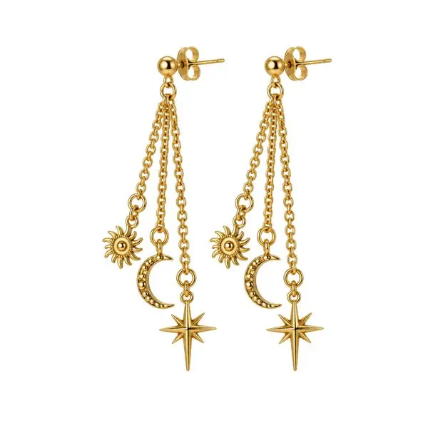 Rachel Nathan Post: Celestial Drop Earring - Gold