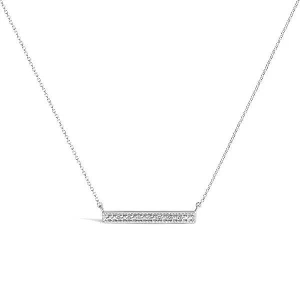 HAUS OF BRILLIANCE Sterling Diamond Accent Milgrain Bar Pendant Necklace - Silver