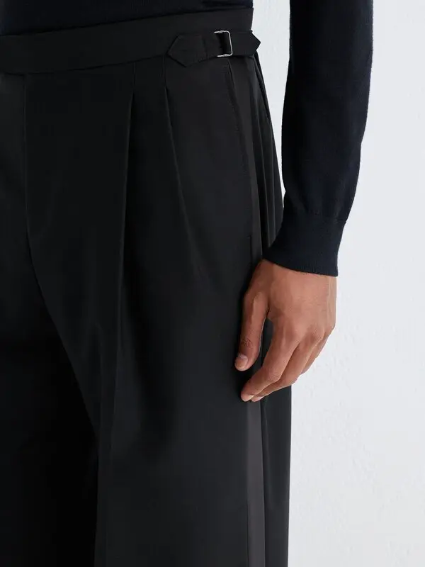 ATELIER Wool-blend Pleated Tuxedo Trousers Classic-fit