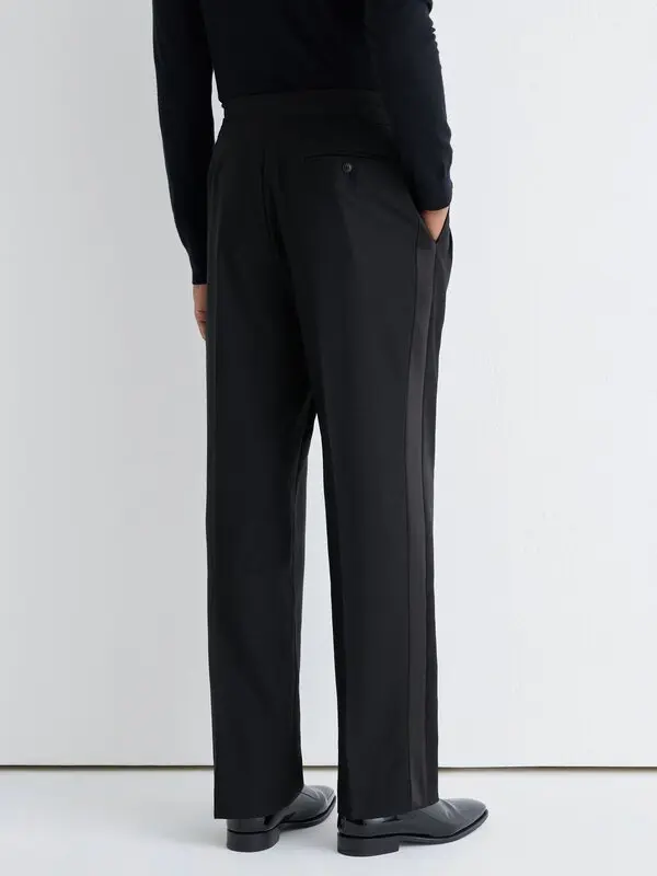 ATELIER Wool-blend Pleated Tuxedo Trousers Classic-fit
