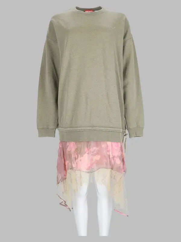 DIESEL® Abito In Felpa Con Gonna In Chiffon E Pizzo