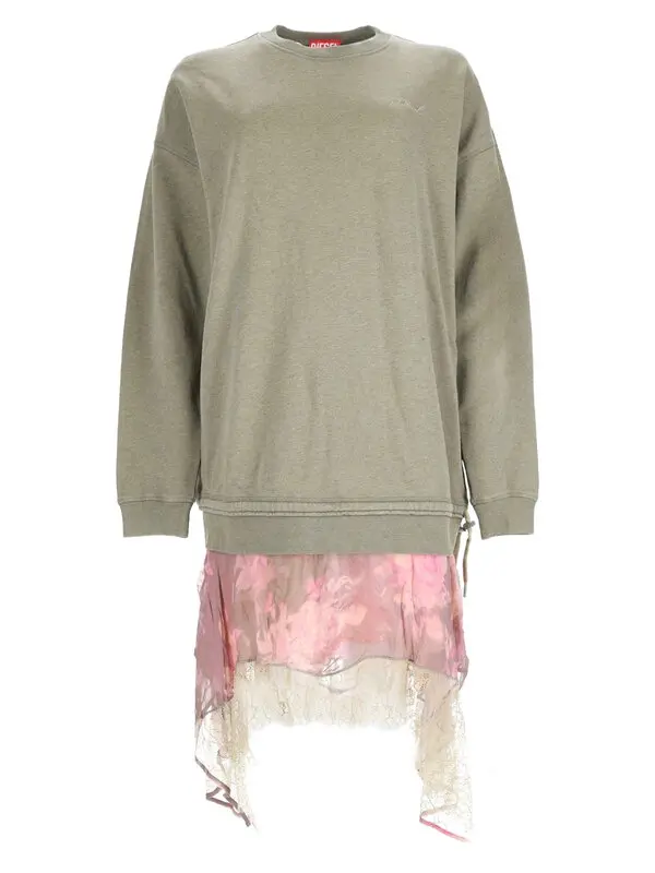 DIESEL® Abito In Felpa Con Gonna In Chiffon E Pizzo - Multicolour