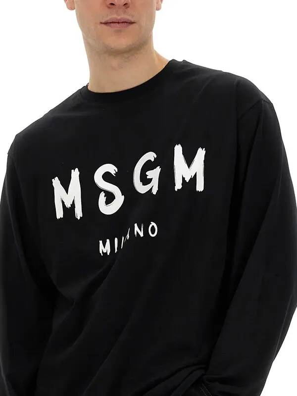 MSGM T-shirt In Cotone Con Logo - Black