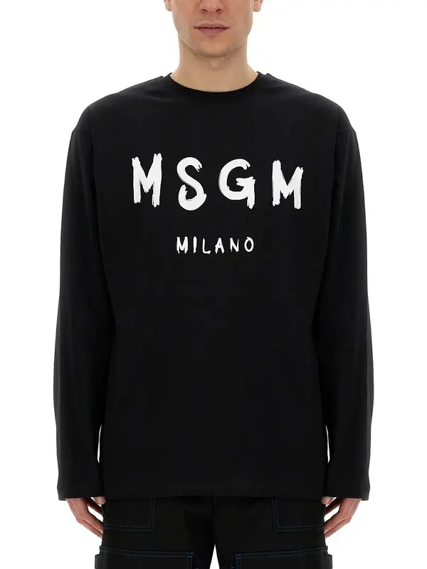 MSGM T-shirt In Cotone Con Logo - Black