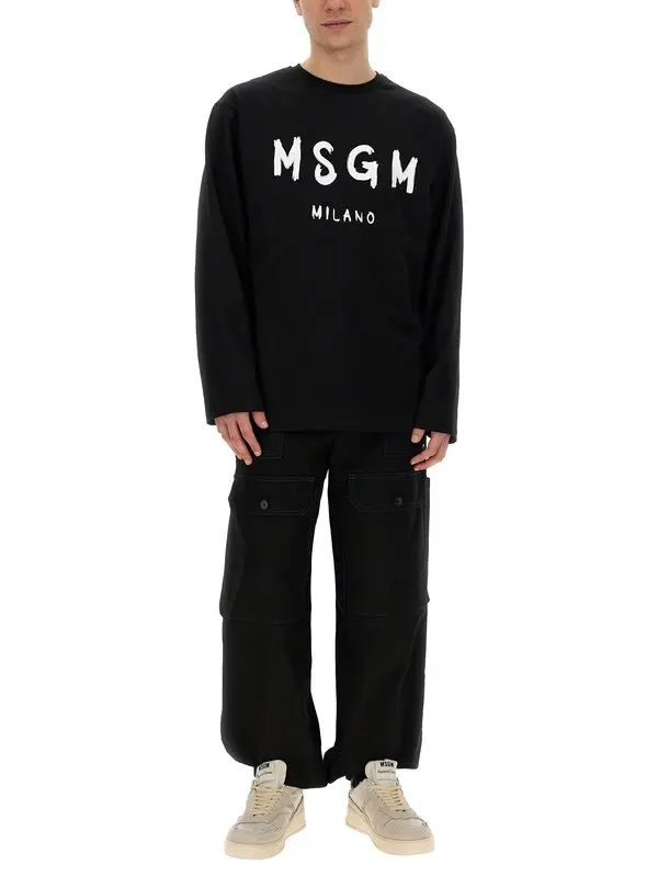 MSGM T-shirt In Cotone Con Logo - Black