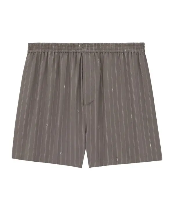 Saint Laurent Cassandre Shorts In Striped Silk Crepe De Chine
