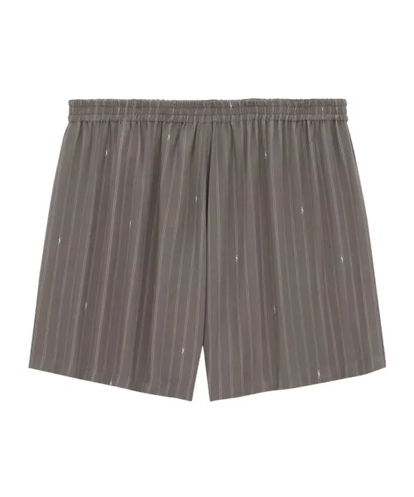 Saint Laurent Cassandre Shorts In Striped Silk Crepe De Chine