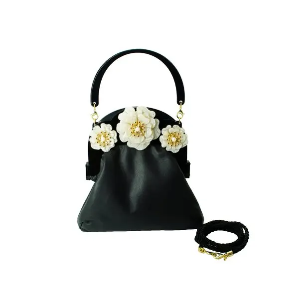 GISSA BICALHO Neutrals Handmade Acrylic Bag Three Camellias