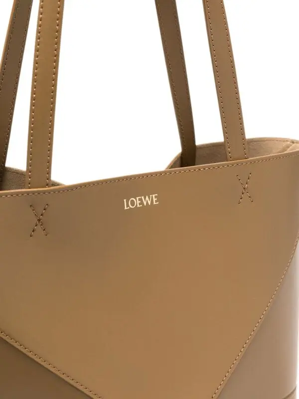 Loewe Puzzle Fold Medium Leather Tote - Brown
