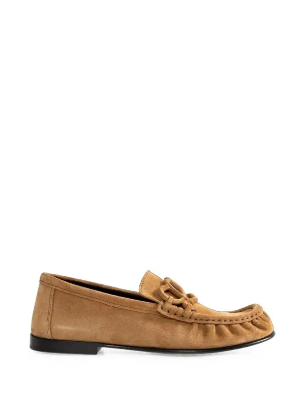 Loewe Double L Leather Loafers - Beige