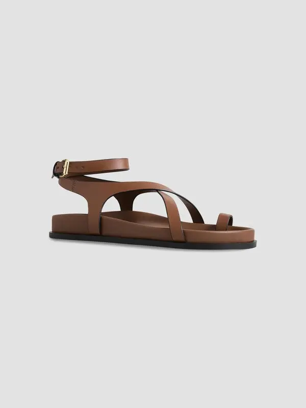 A.emery Jalen Slim Leather Crisscross Sandals - Cognac