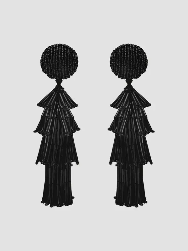 Oscar De La Renta 24k -plated & Glass Crystal Fringed Drop Earrings - Black