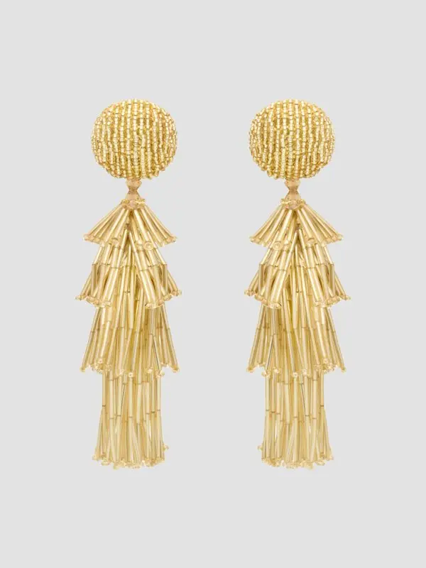 Oscar De La Renta 24k -plated & Glass Crystal Fringed Drop Earrings - Gold